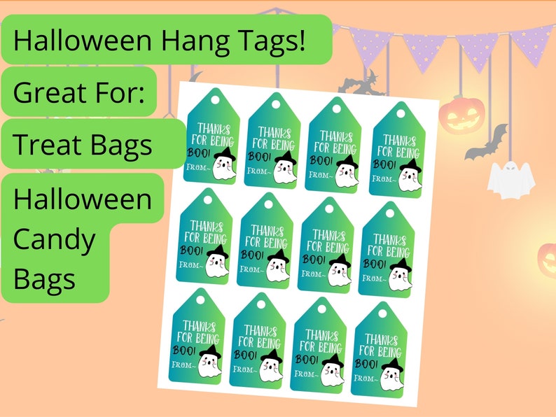 Printable Halloween Hang Tags thanks for Being Boo Gift Tags Printable ...