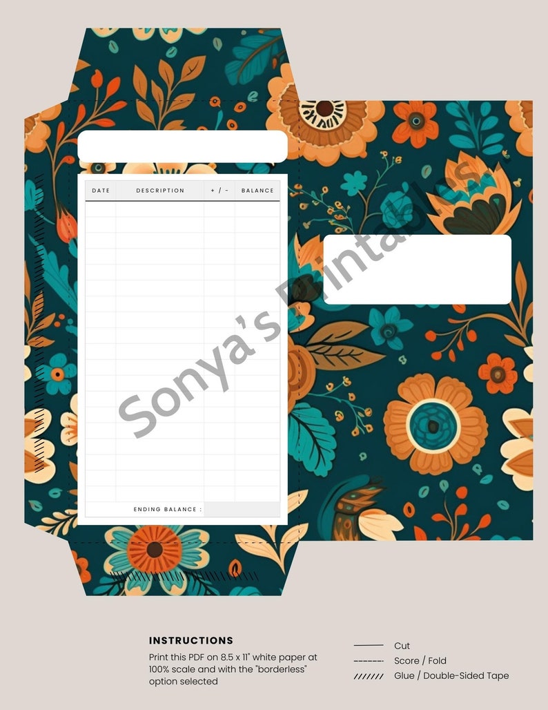 10 Printable Floral Boho Cash Stuffing Envelopes With Budget Tracker ...