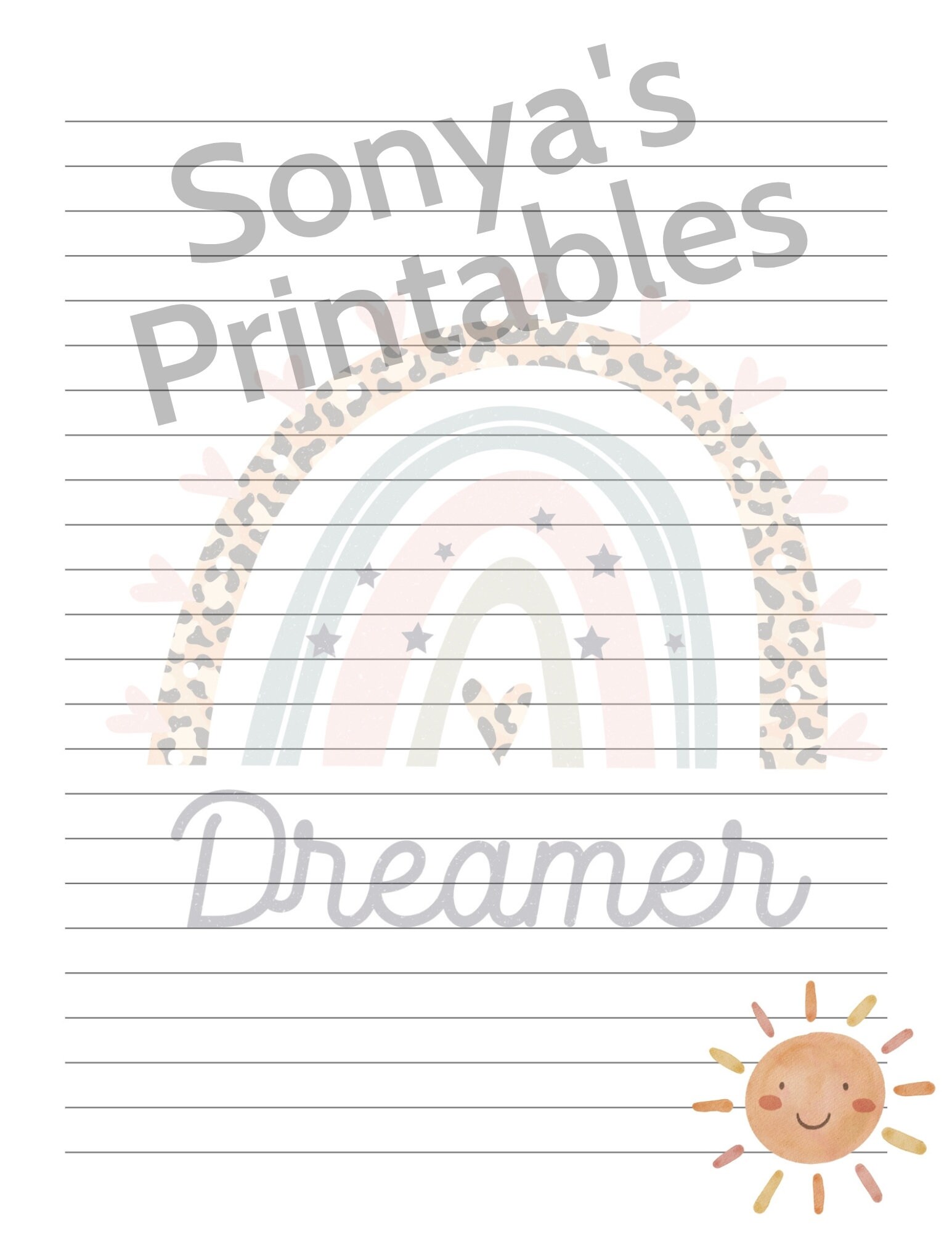 Boho Rainbow Stationery With Positive Messages | Printable Boho ...