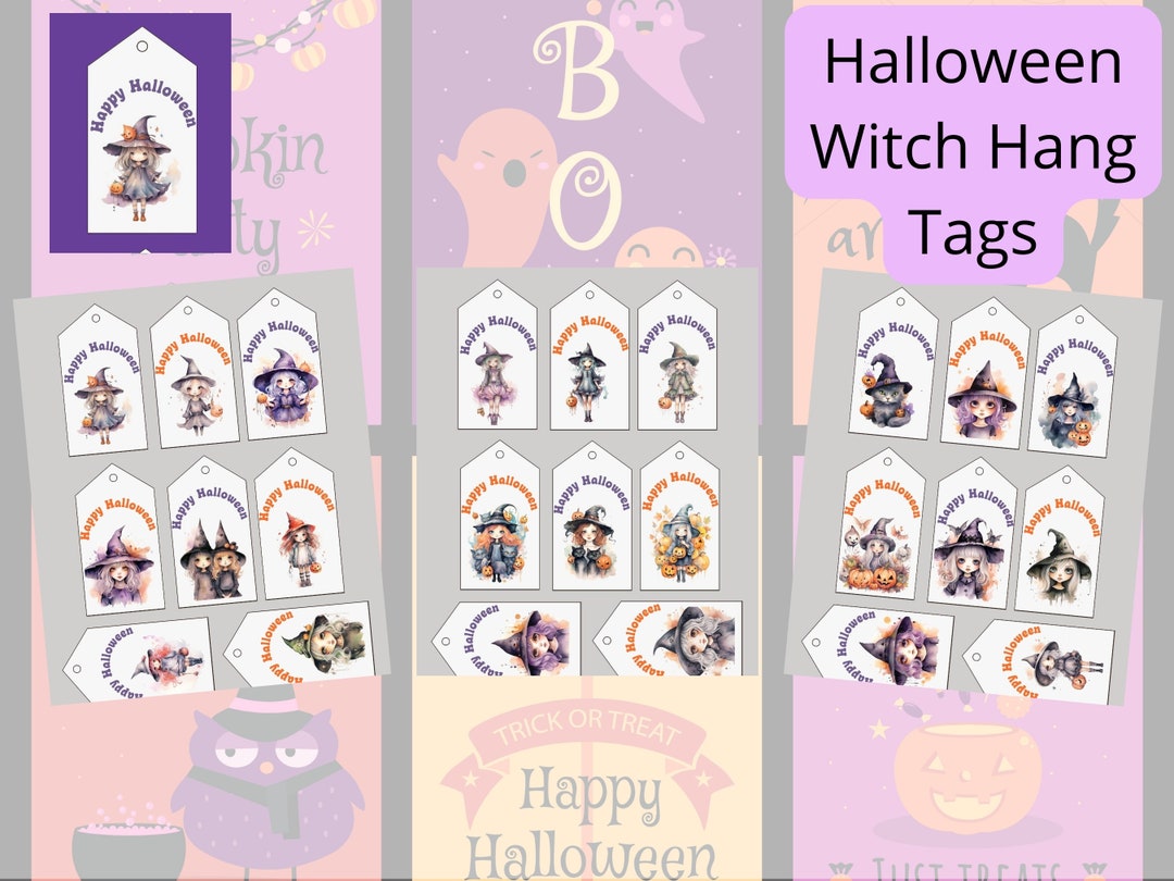 Printable Halloween Witch Gift Tags Halloween Witch Hang - Etsy