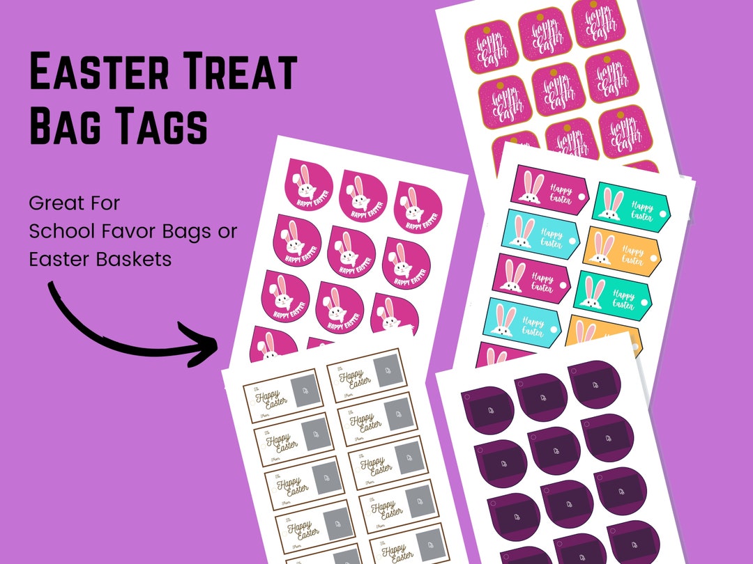 Easter Treat Bag Tags | 5 Pages of Easter Favor Bag Tags | Printable ...