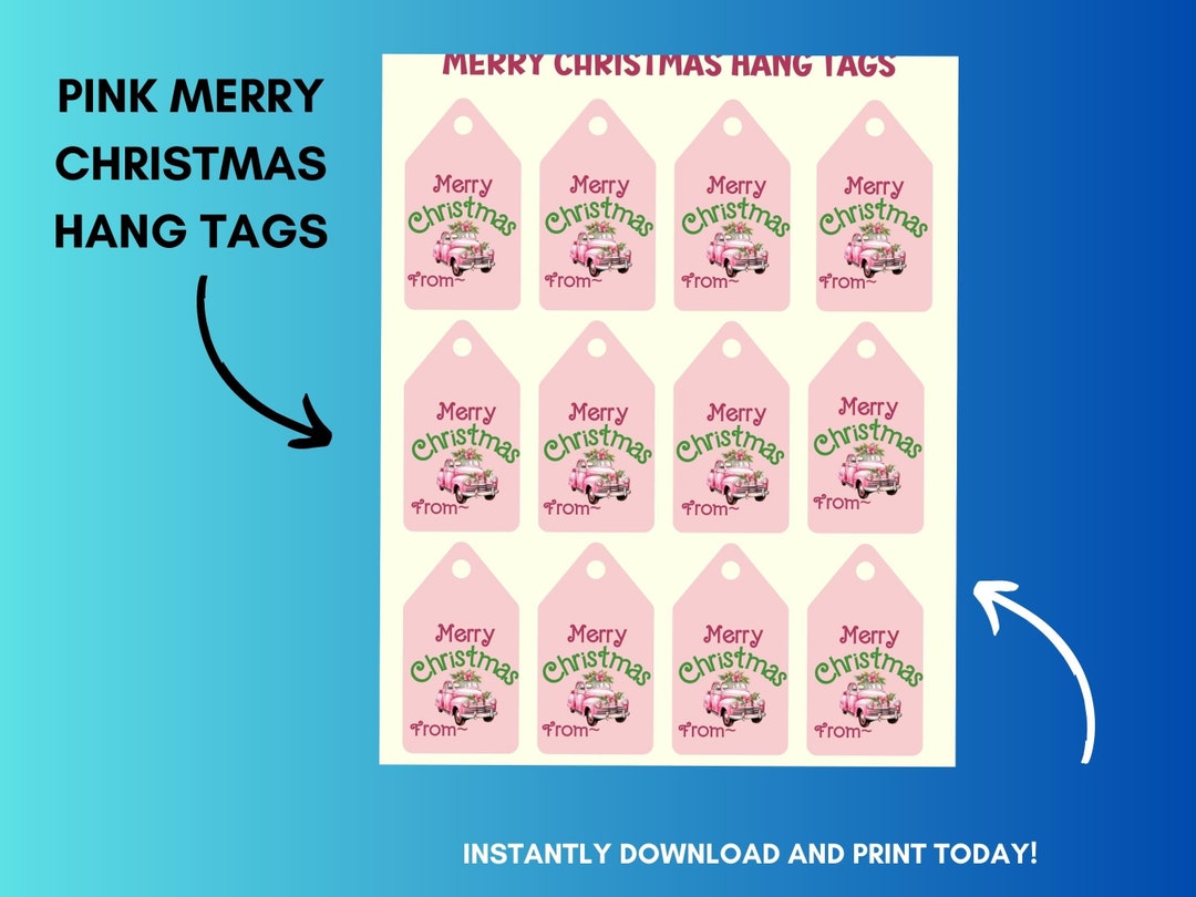 Printable Pink Christmas Hang Tags Pink Holiday Gift Tags Printable ...