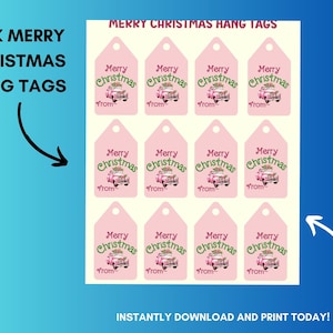 Printable Pink Christmas Hang Tags Pink Holiday Gift Tags Printable ...