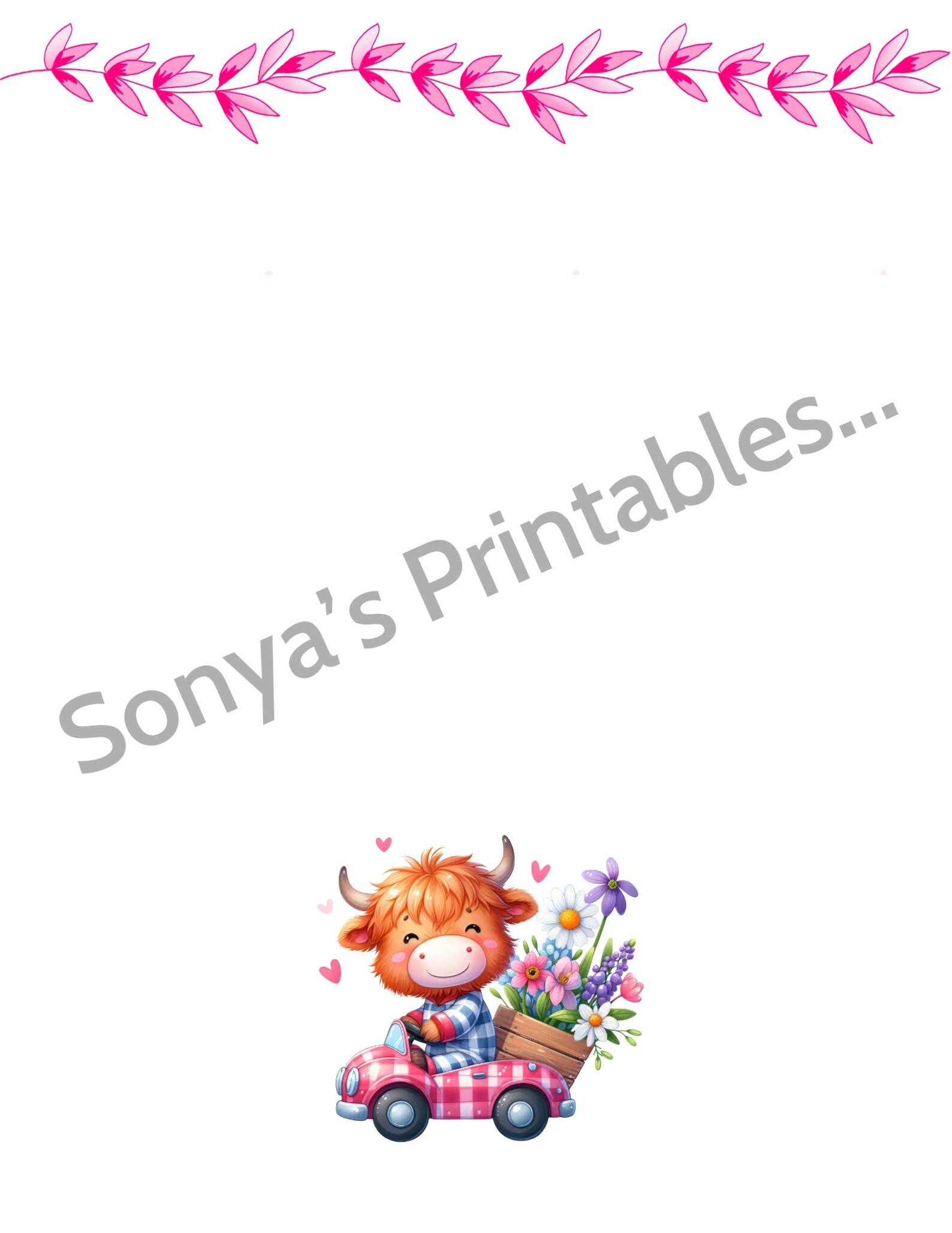 Valentine Highland Cow Stationery | Printable Highland Cow Writing ...