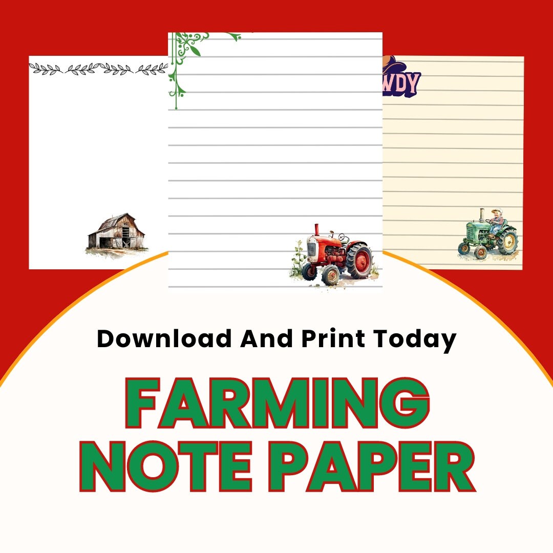 Printable Farming Stationery | Tractor Writing Paper | Old Barn Note ...