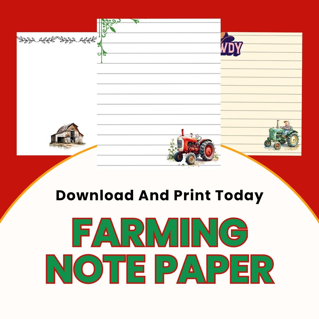 Printable Farming Stationery | Tractor Writing Paper | Old Barn Note ...