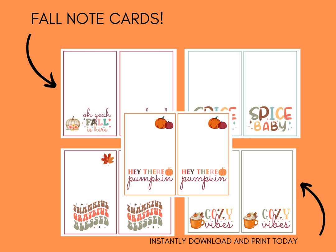 10 Printable Fall Note Cards Fall Themed Note Paper Printable Fall ...