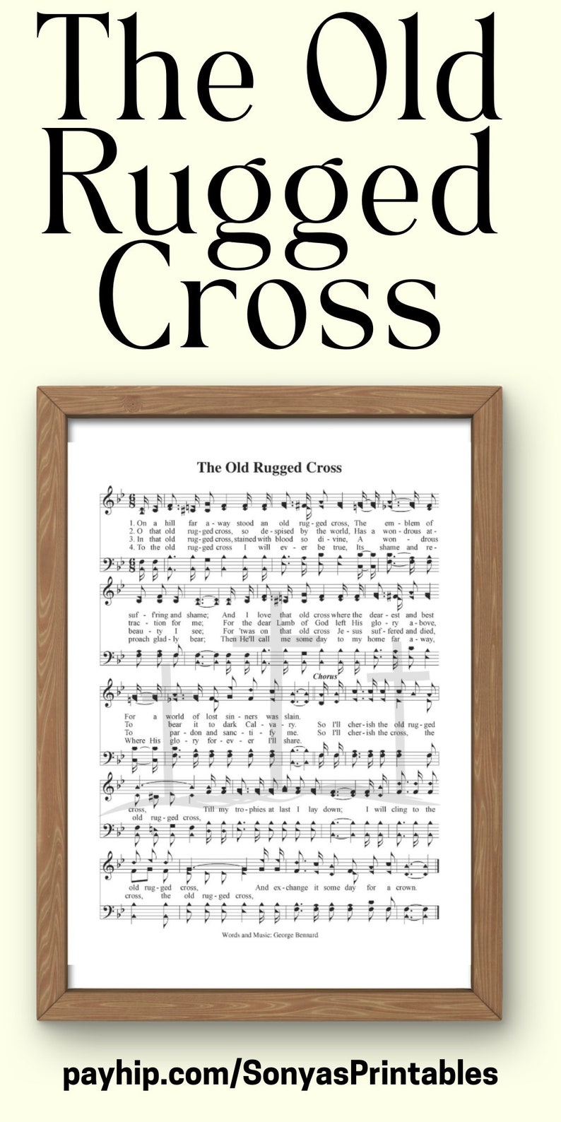 The Old Rugged Cross Hymnal Printable Wall Art | the Old Rugged Cross ...