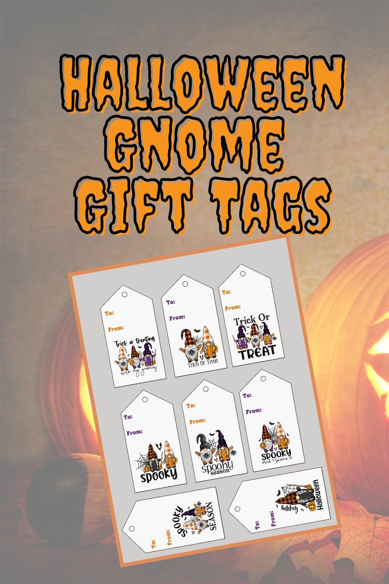 Printable Halloween Gnome Gift Tags Printable Halloween Hang Tags ...