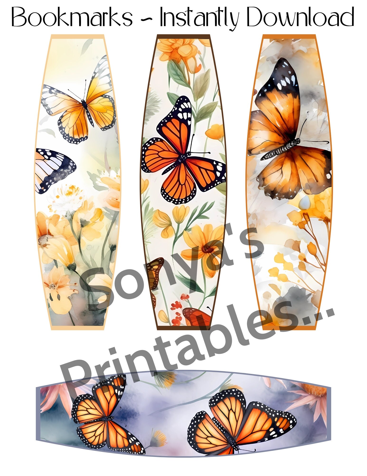 12 marcadores imprimibles de mariposas y flores / marcadores de ...