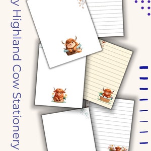 Baby Highland Cow in A Basket Stationery | Highland Cow Writing Paper ...