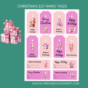 Printable Elf Gift Tags Elf Christmas Hang Tags Christmas Elf Treat Bag ...