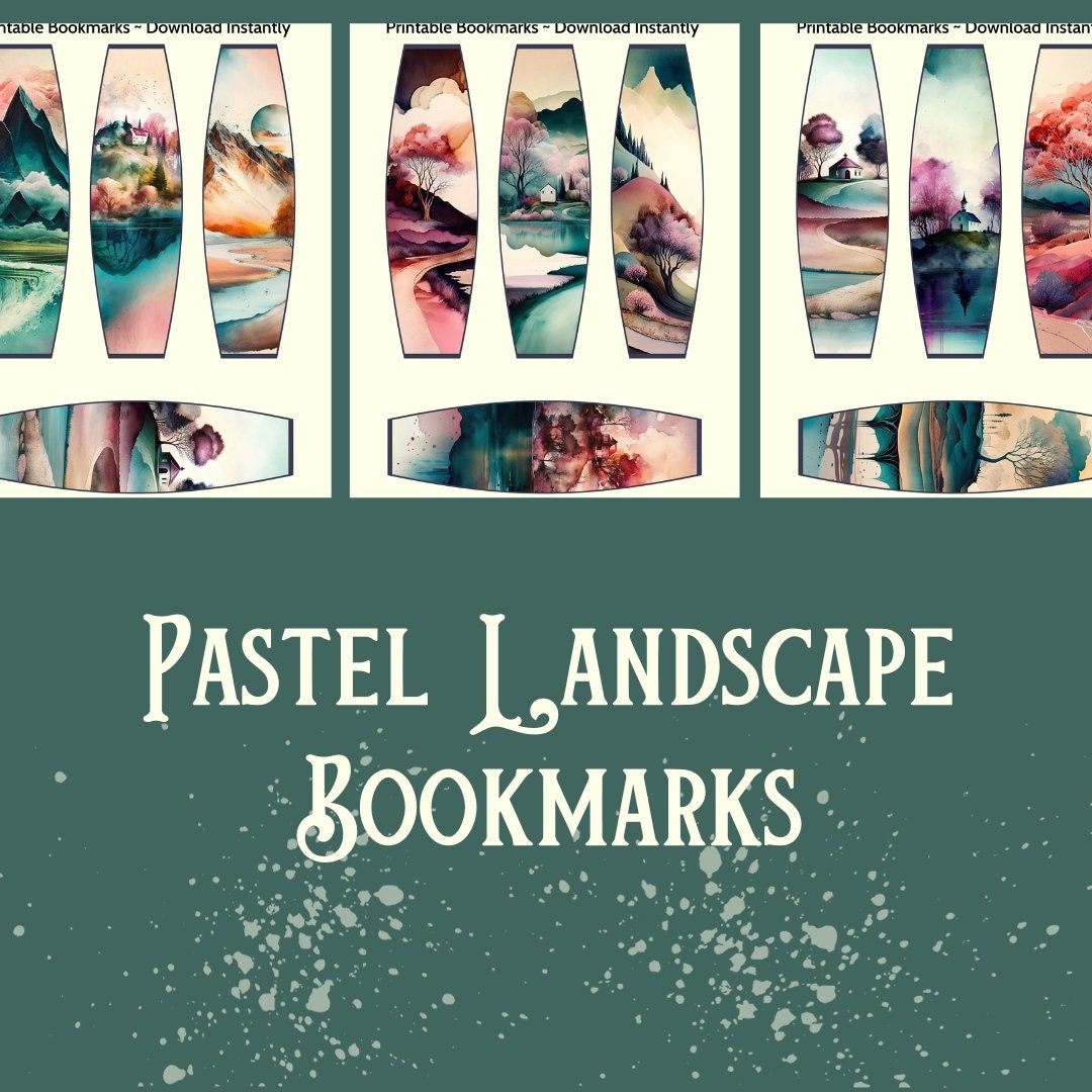 12 Pastel Landscape Bookmarks Printable Landscape Bookmarks Pastel ...