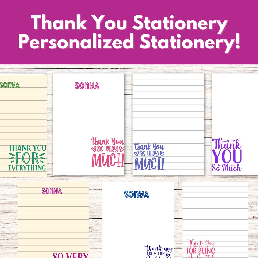 Printable, Personalized "thank You" Stationery | Printable "thank You ...