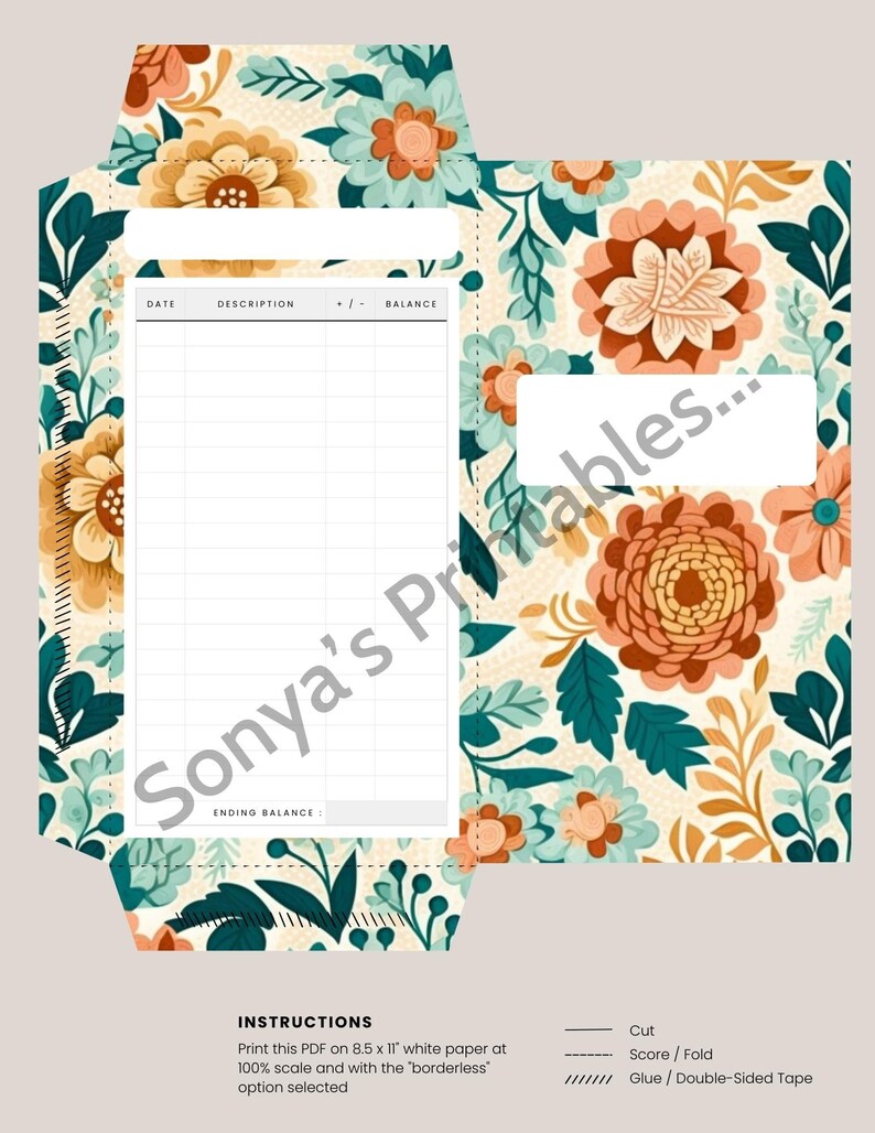 10 Printable Floral Boho Cash Stuffing Envelopes With Budget Tracker ...