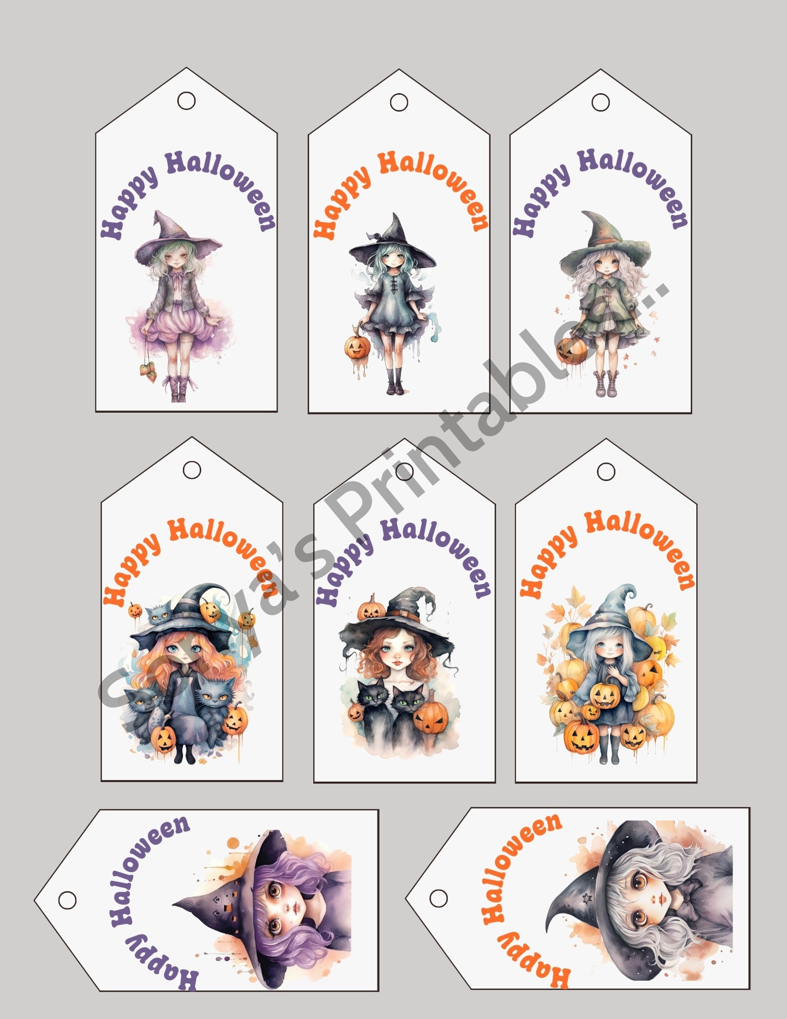 Printable Halloween Witch Gift Tags Halloween Witch Hang - Etsy