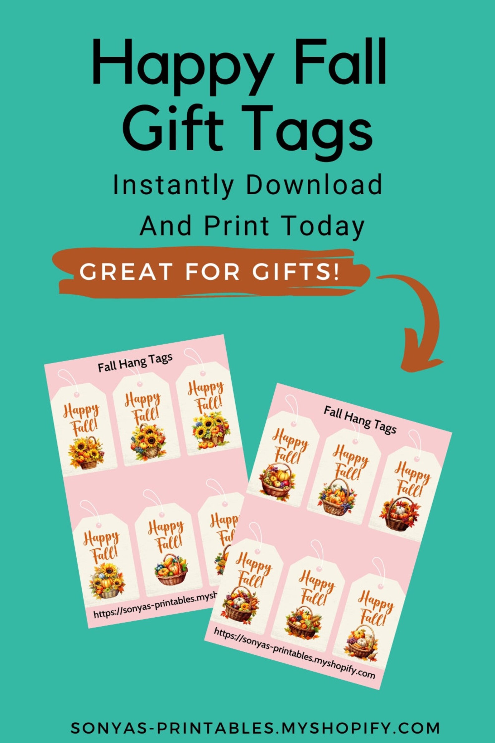 Printable happy Fall Hang Tags Happy Fall Gift Tags Happy Fall Treat ...