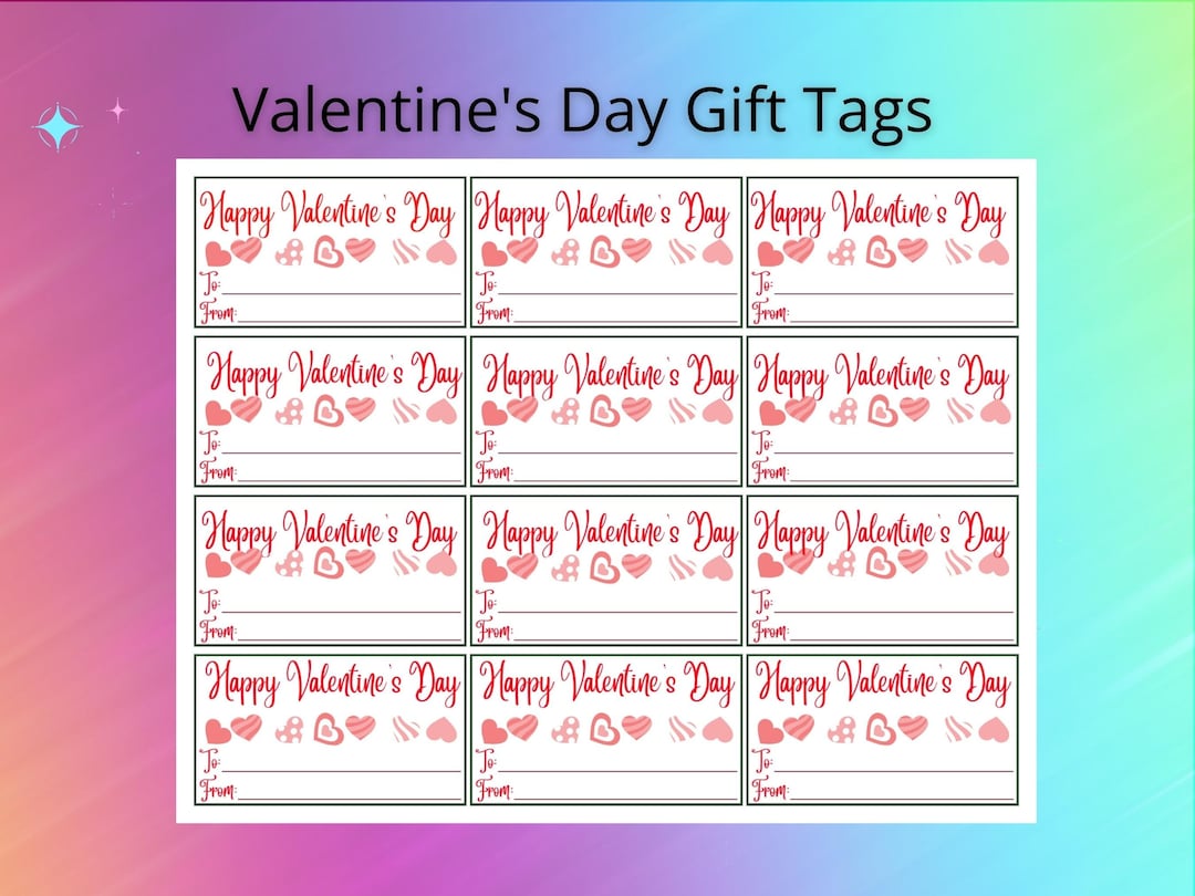 Valentine's Day Treat Bag Tags Valentine's Day Favor Bag Tags Valentine ...