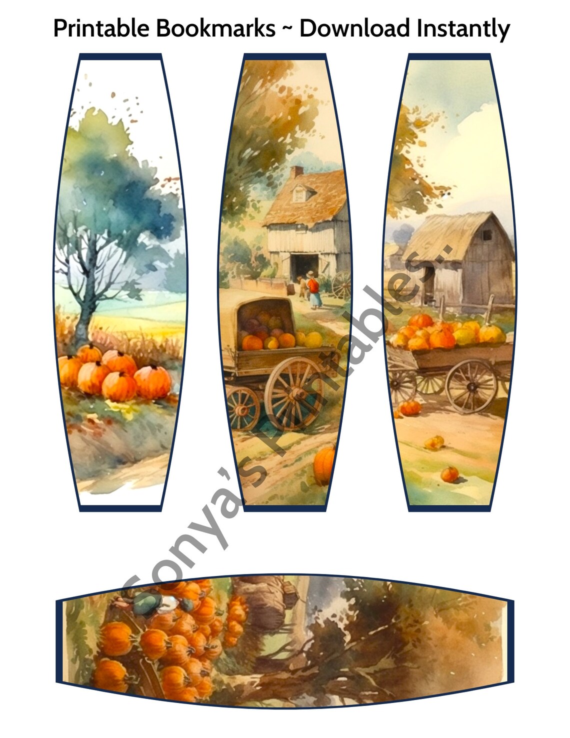 12 Printable Fall Harvest Bookmarks Fall Harvest Bookmarks Printable ...