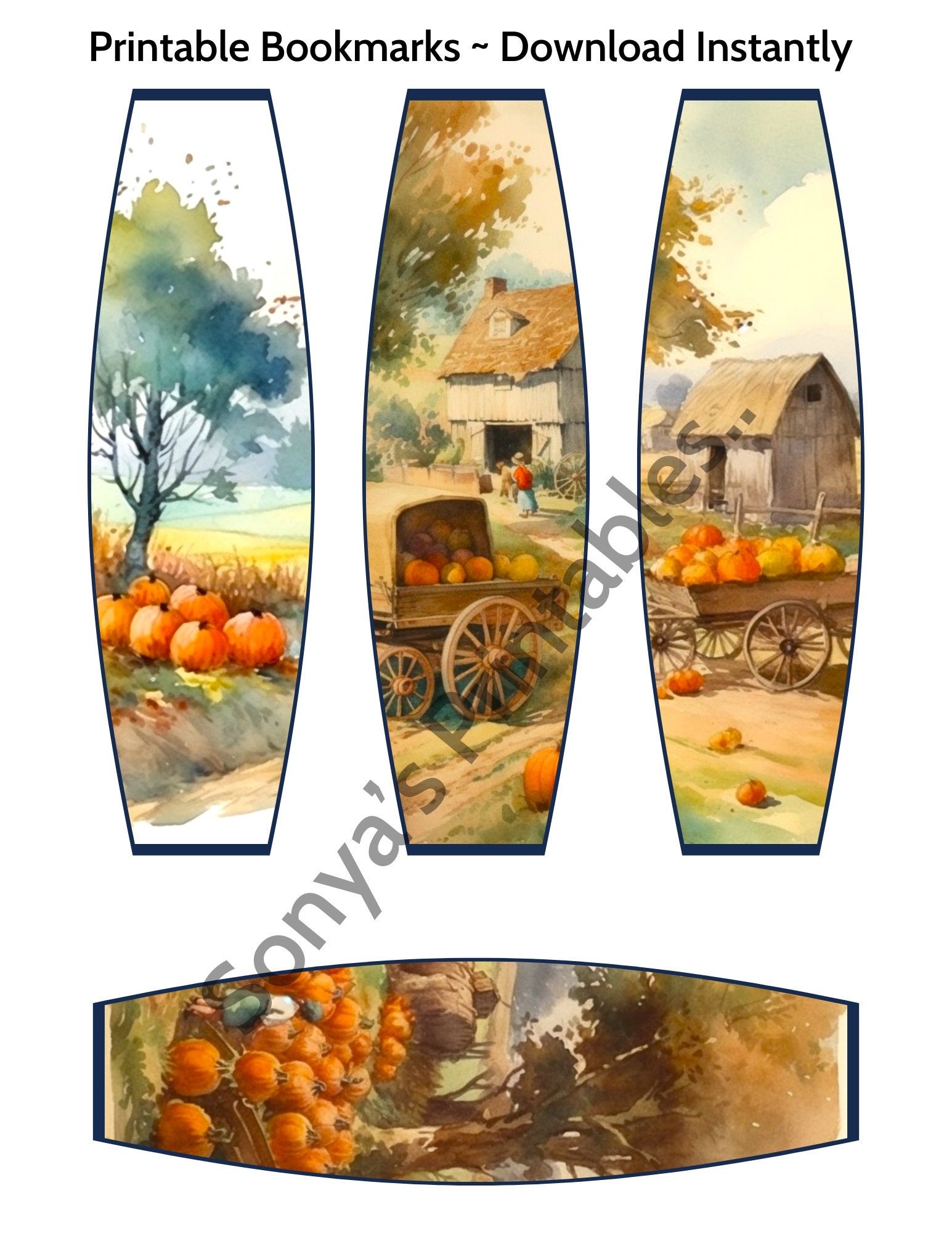 12 Printable Fall Harvest Bookmarks Fall Harvest Bookmarks Printable ...