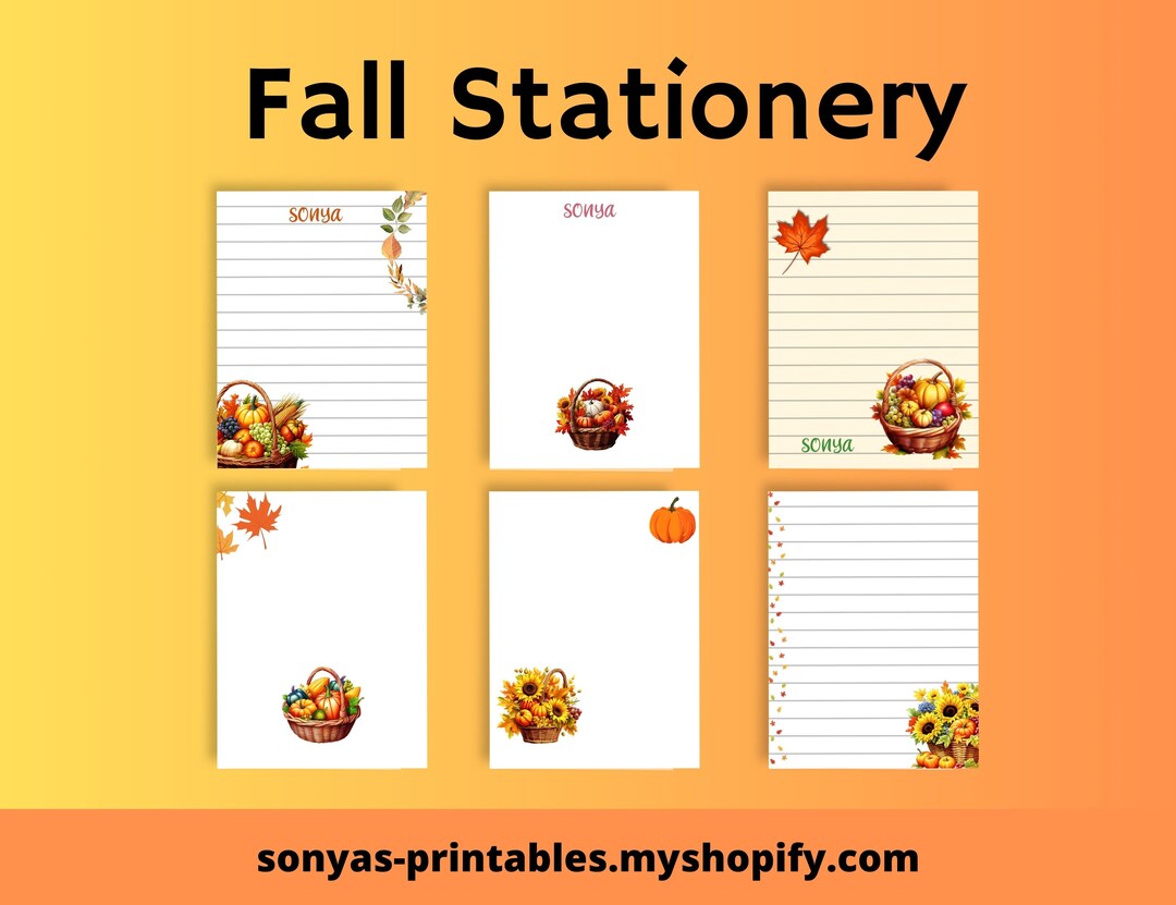 Personalized Fall Harvest Basket Stationery Printable Fall - Etsy