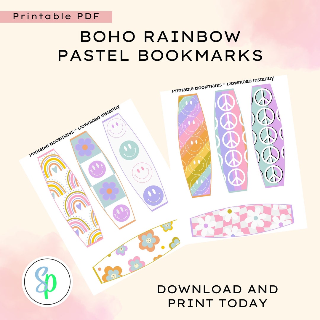 8 Pastel Boho Rainbow Bookmarks | Pastel Rainbow Bookmarks | Pastel ...