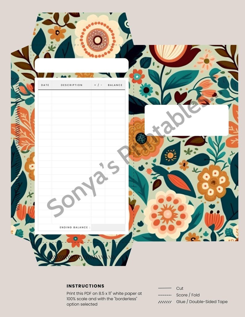 10 Printable Floral Boho Cash Stuffing Envelopes With Budget Tracker ...