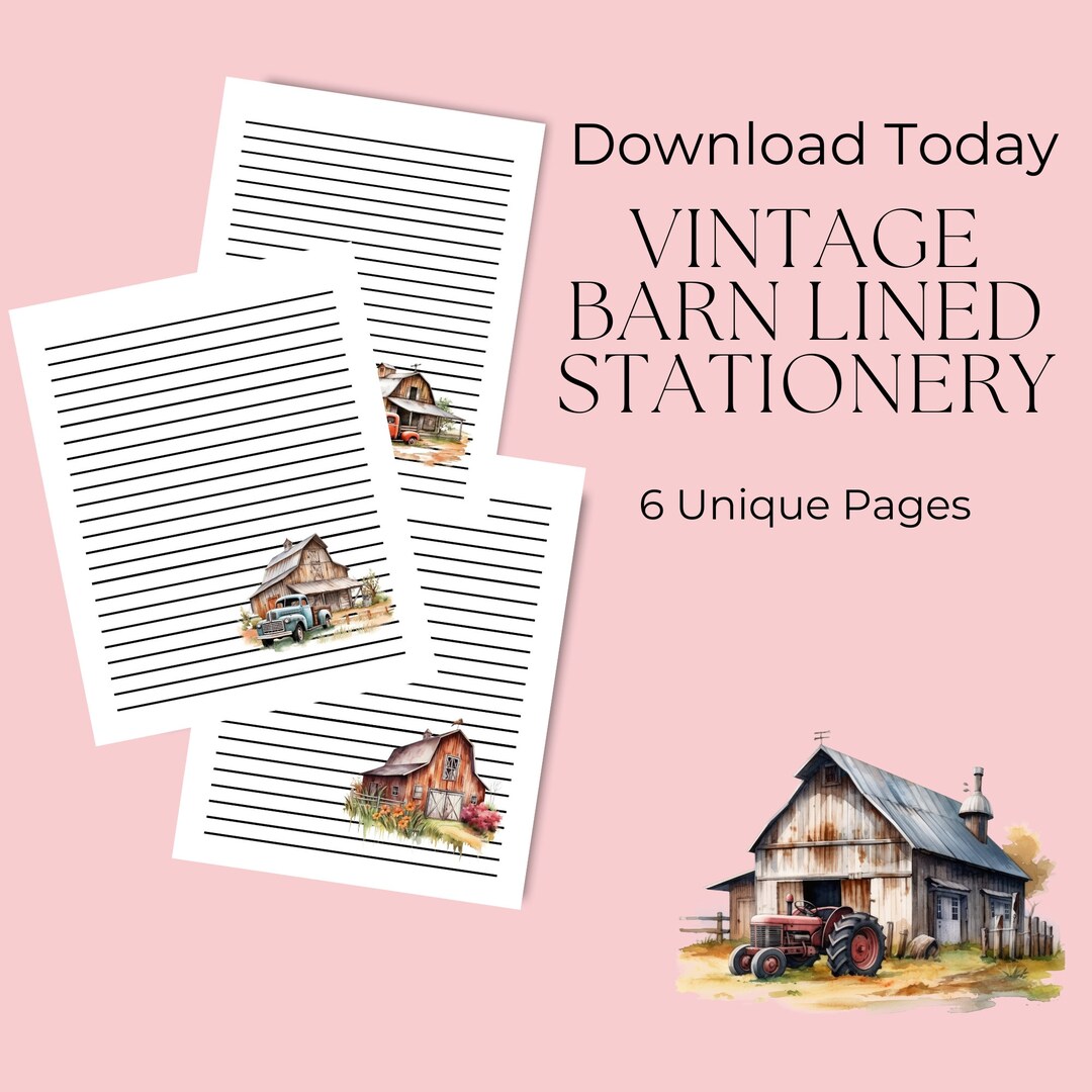 Printable Vintage Barn Lined Stationery | Rustic Old Truck Notepaper ...