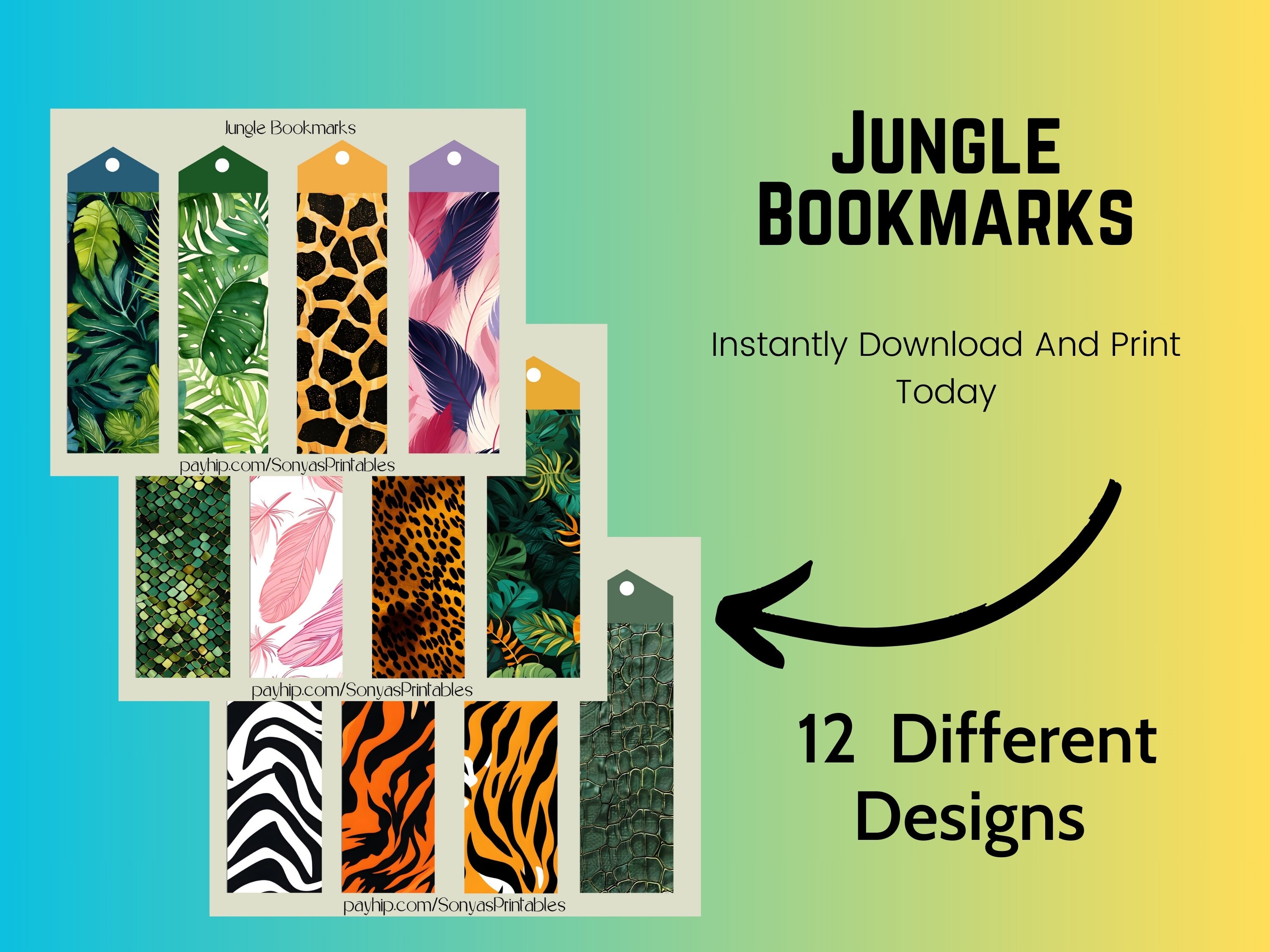 Jungle Bookmarks Printable Jungle Skin Bookmarks Gift for Readers - Etsy