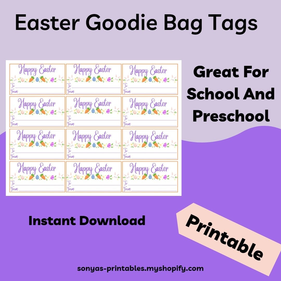 Happy Easter Gift Tag Labels | Easter Treat Bag Tags | Easter Goodie ...