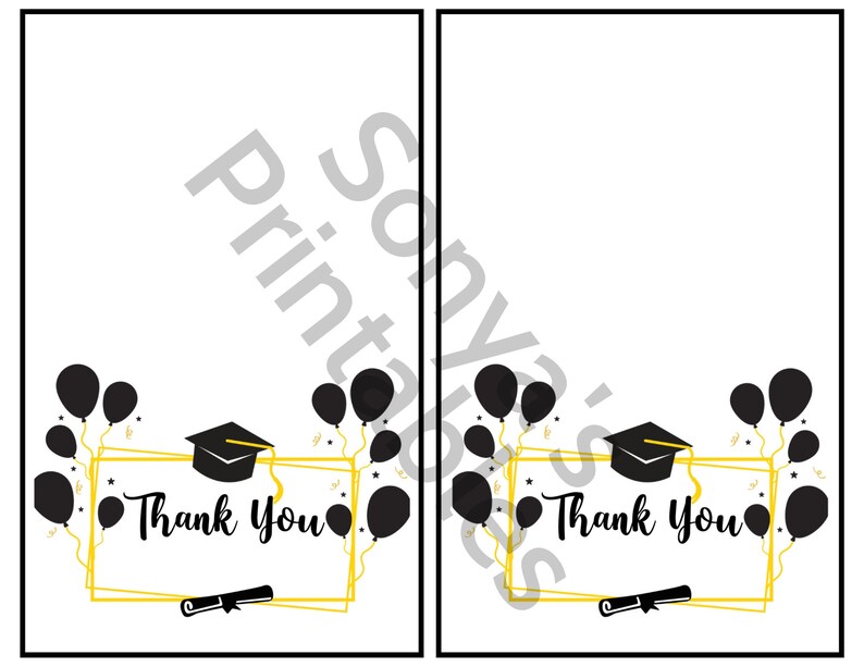 10 Printable Graduation Thank You Notes Unique Graduation - Etsy