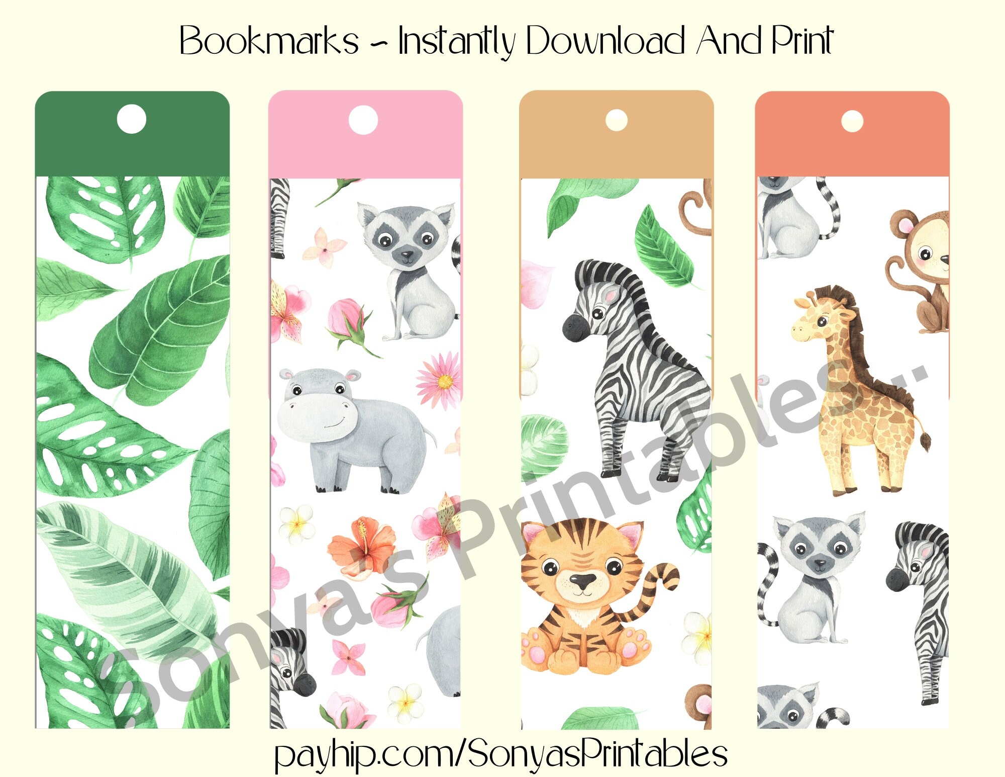 Printable Tropical Animal Bookmarks | Tropical Bookmarks Digital ...