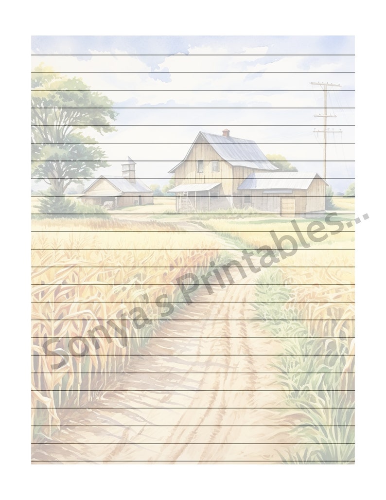 Rustic Farmhouse Lined Stationery | Printable Farmhouse Lined Writing ...
