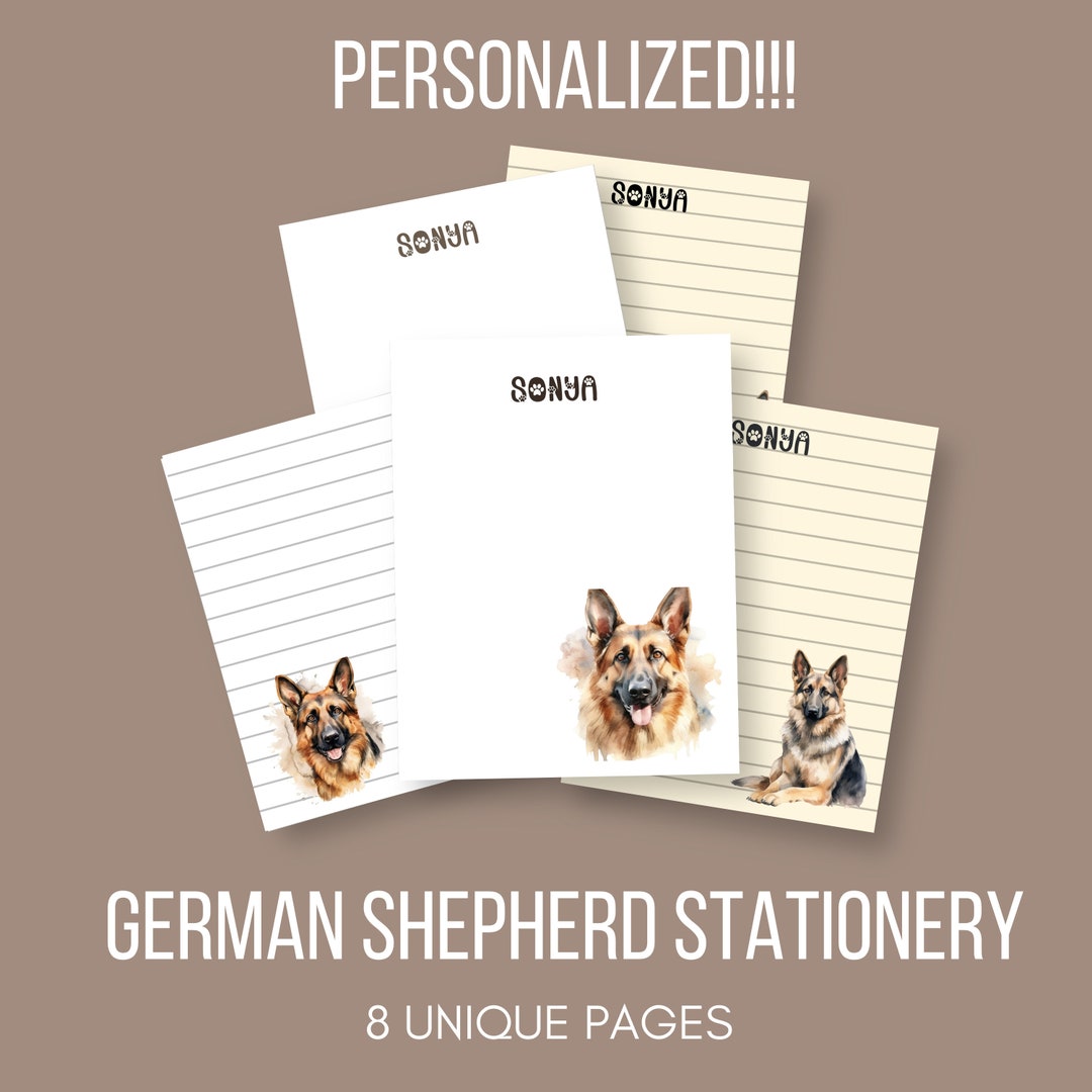 Personalized and Printable German Shepherd Stationery Personalized ...