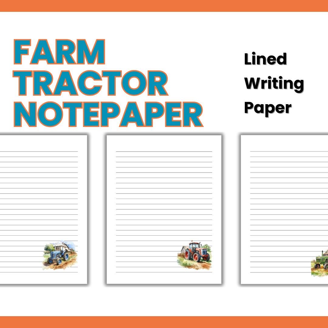 Farm Tractor Lined Stationery | Tractor Lined Notepaper | Farm Tractor ...