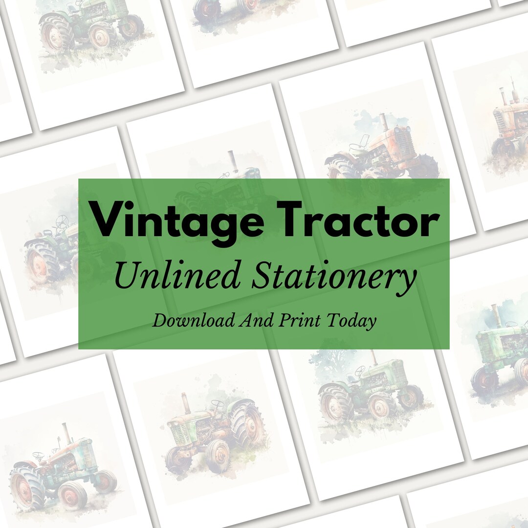 Printable Vintage Tractor Unlined Stationery Vintage Tractor Unlined ...