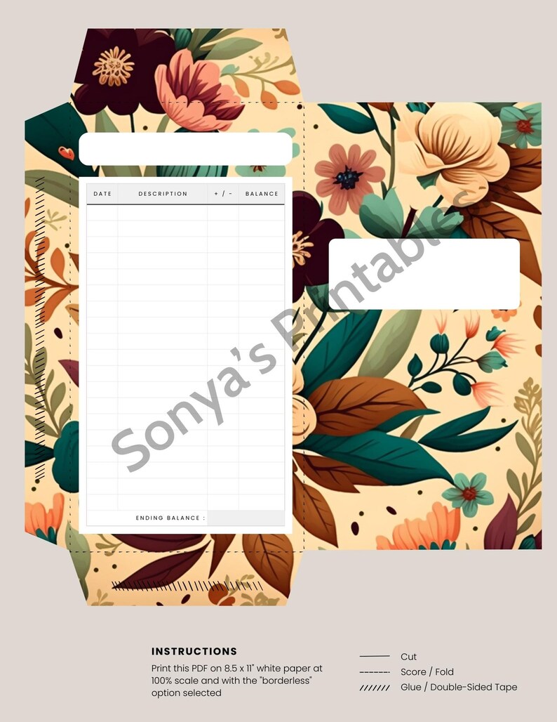 10 Printable Floral Boho Cash Stuffing Envelopes With Budget Tracker ...