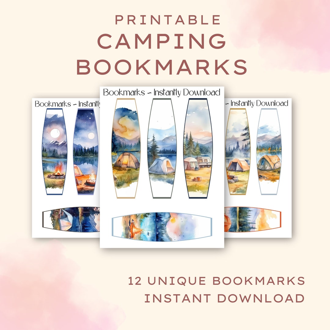12 Unique Summer Camping Bookmarks | Printable Summer Camping Themed ...