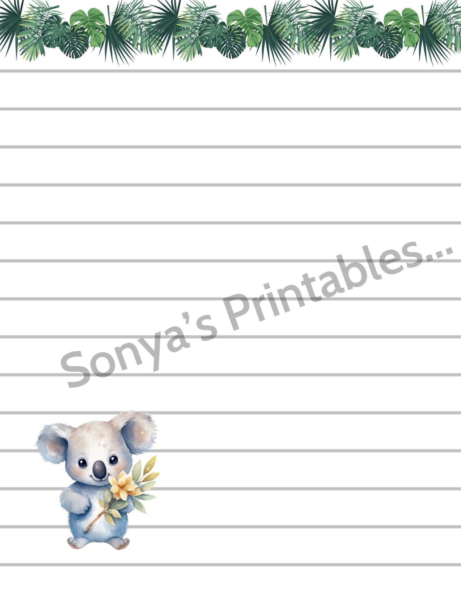 Printable Koala Bear Chibi Stationery | Koala Bear Writing Paper ...