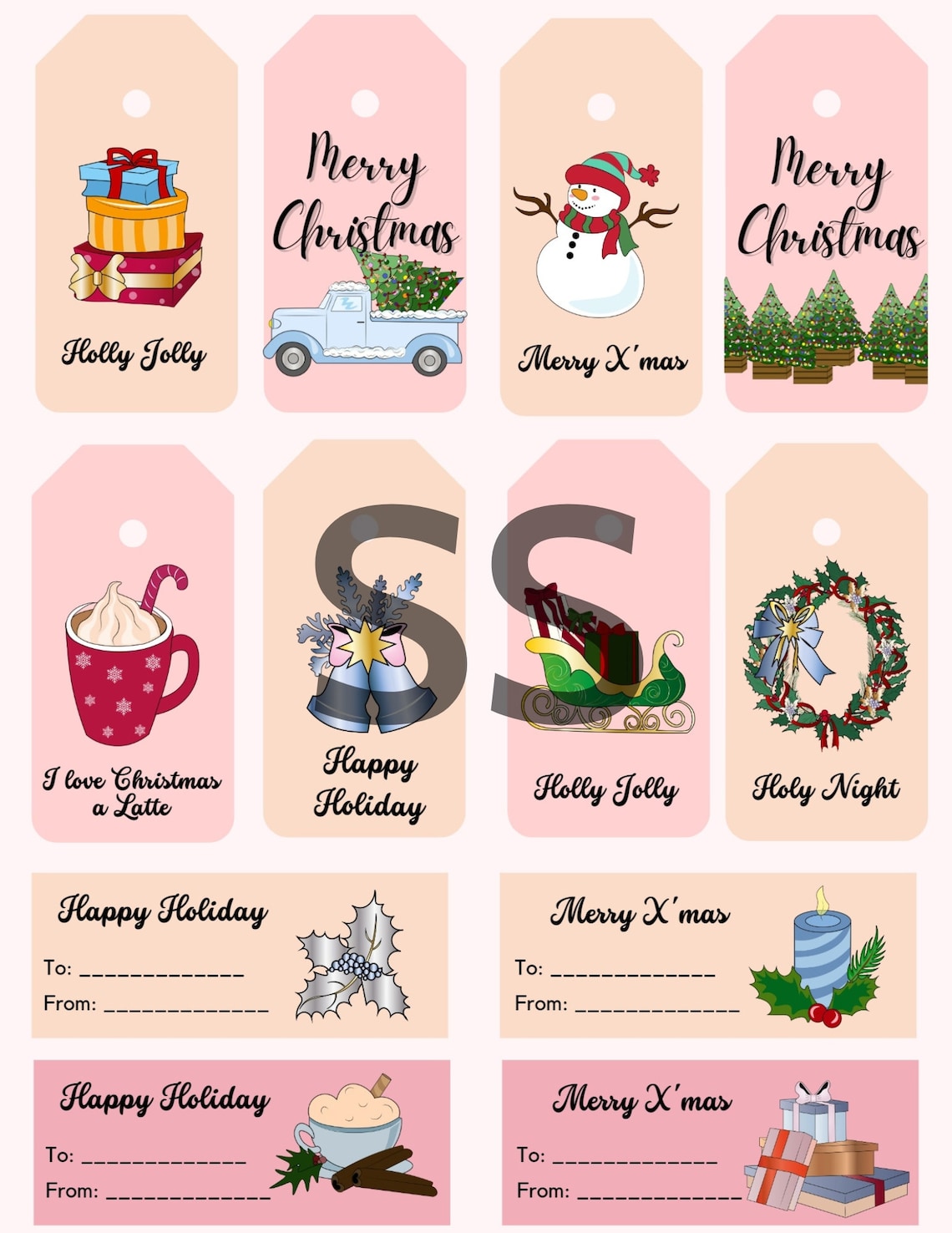 Holiday Gift Tags Farmhouse Style Holiday Gift Tags - Etsy