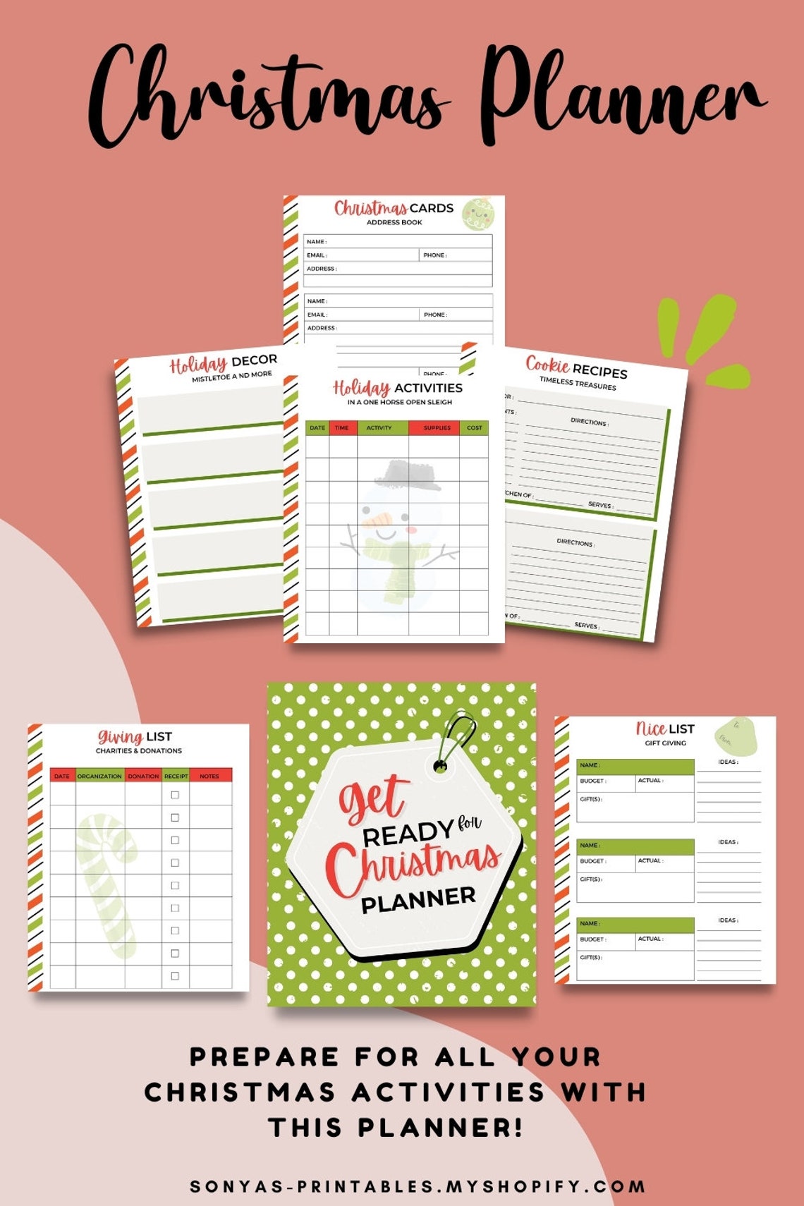 Printable, FESTIVE, Get Ready for Christmas Holiday Planner Instant ...