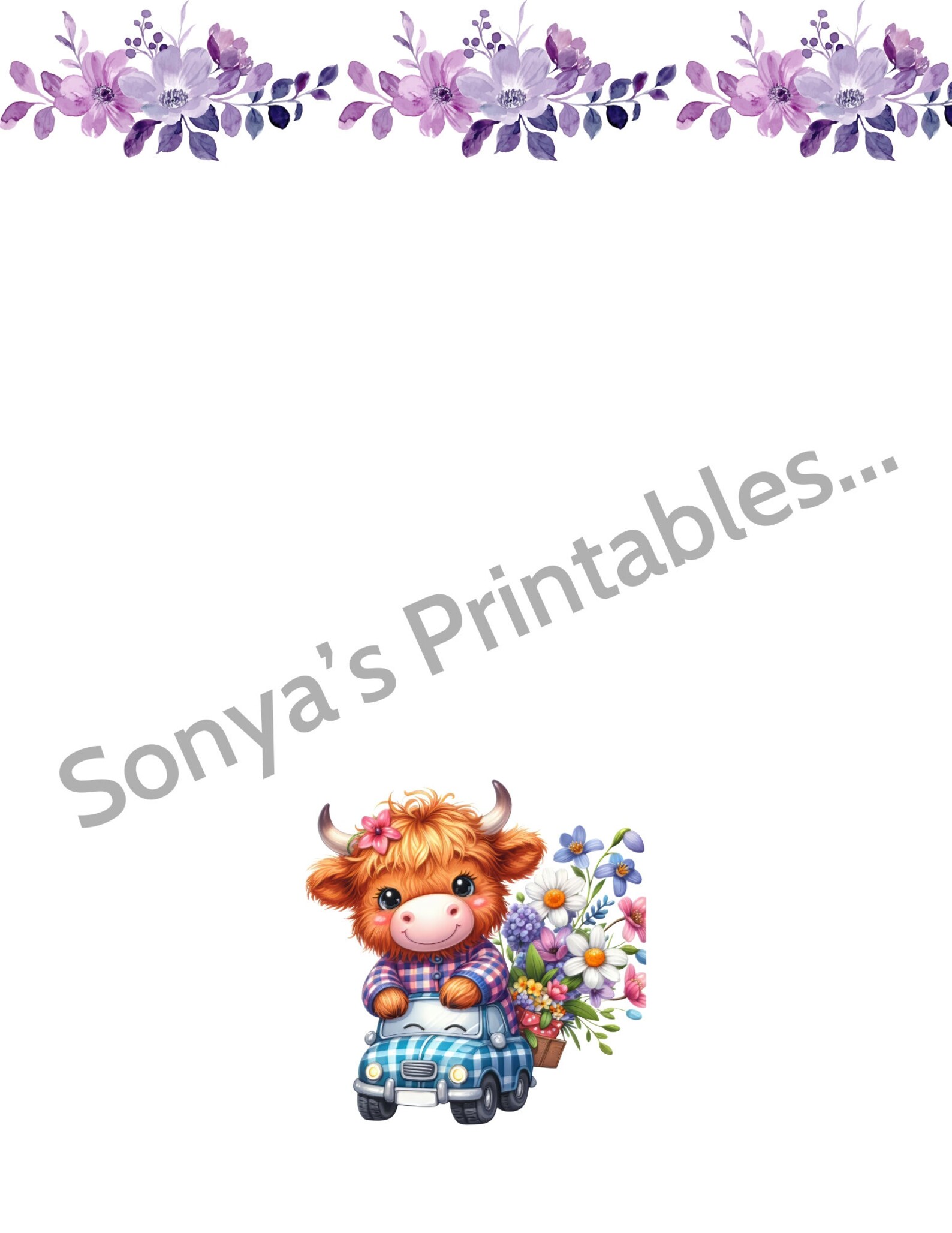 Valentine Highland Cow Stationery | Printable Highland Cow Writing ...