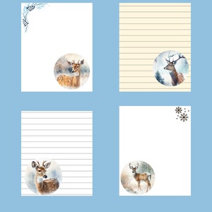 Printable Winter Deer Stationery Winter Deer Writing Paper Printable ...