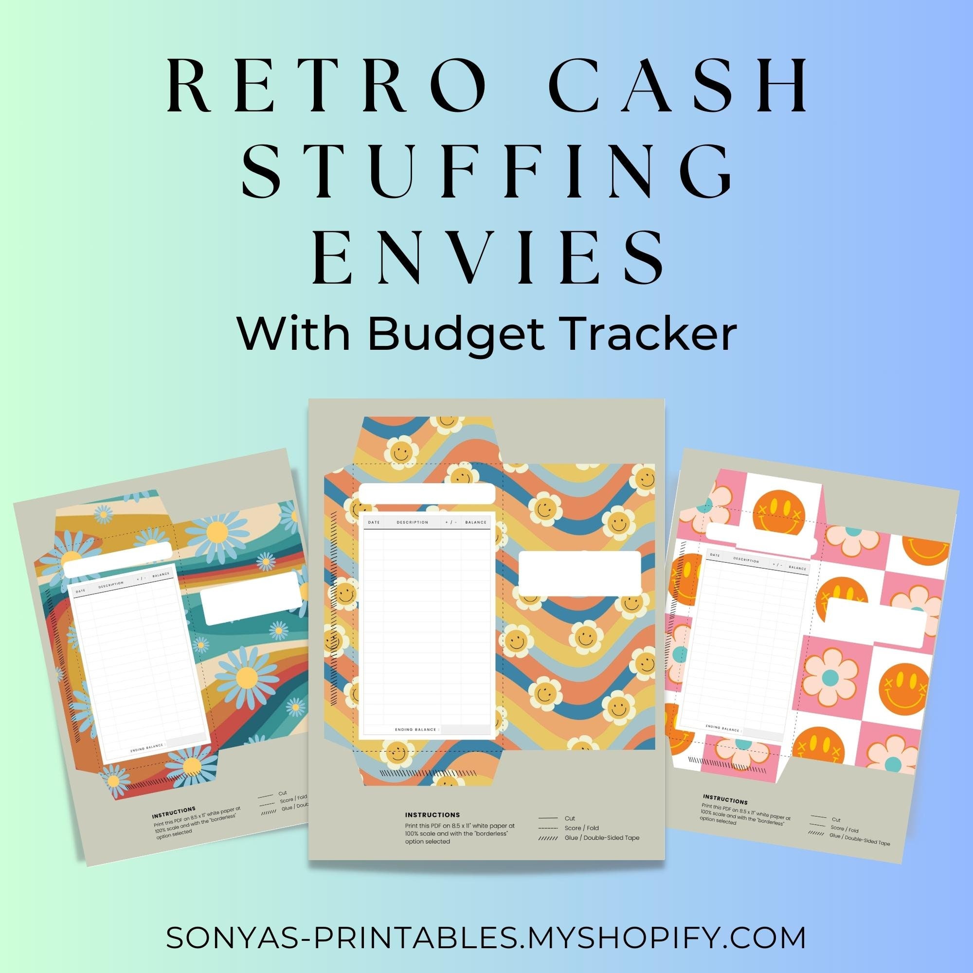 10 Vertical Retro Cash Stuffing Envelopes With Budget Trackers Retro ...