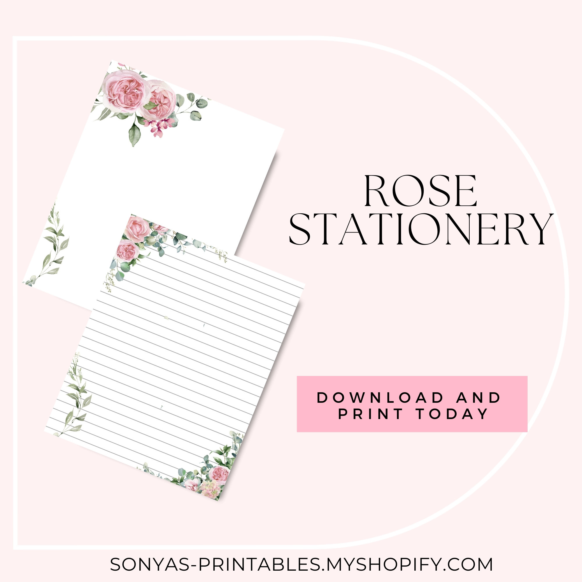 Printable Rose Stationery | Floral Stationery | Printable Rose Writing ...