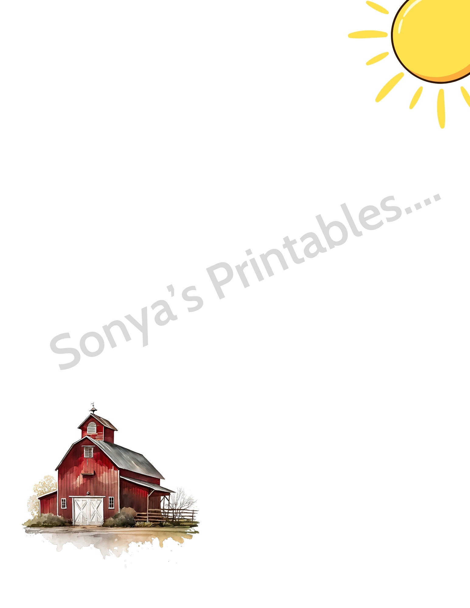 Printable Farming Stationery | Tractor Writing Paper | Old Barn Note ...