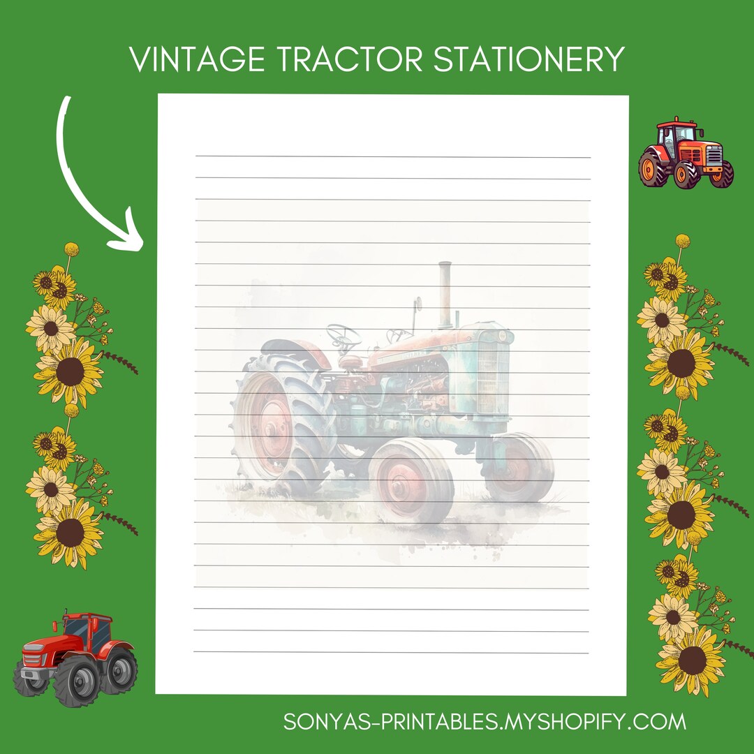 Printable Vintage Tractor Lined Stationery | Vintage Tractor Lined ...