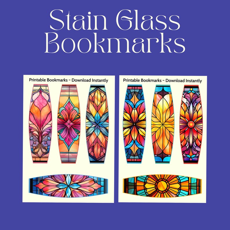 Stain Glass Bookmarks Printable Bookmarks Gift for Readers - Etsy