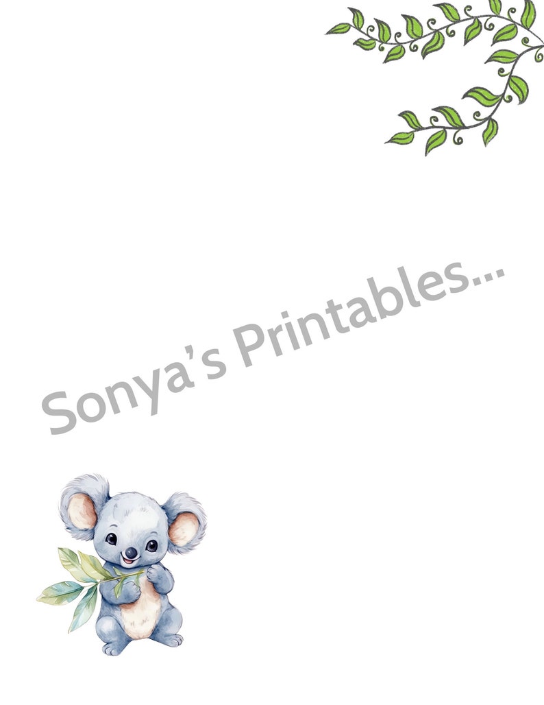 Printable Koala Bear Chibi Stationery | Koala Bear Writing Paper ...