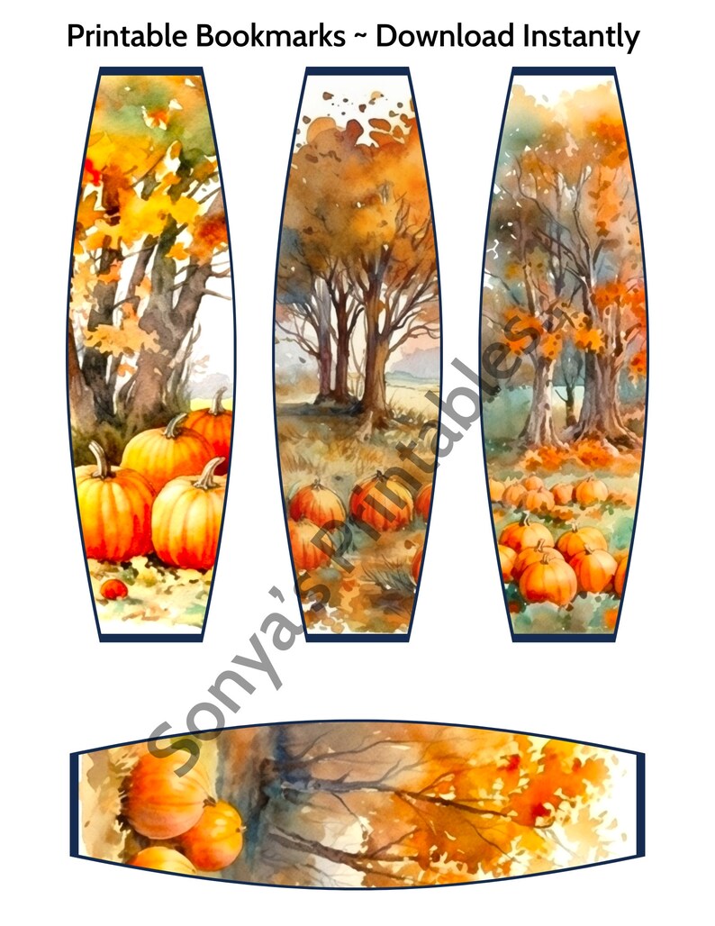 12 Printable Fall Harvest Bookmarks Fall Harvest Bookmarks Printable ...